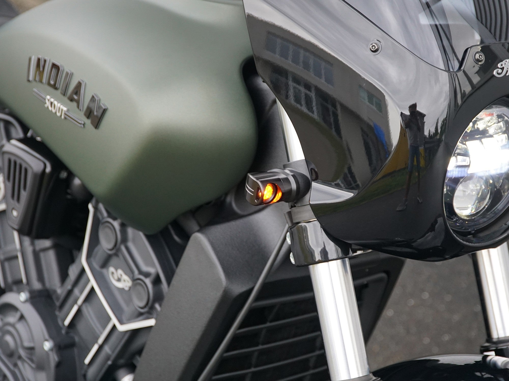 Indian Scout Bobber 2Stripe Front LED Turn Signals – Bros Custom Parts